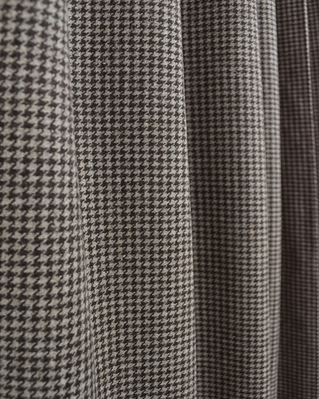 Brown Houndstooth Wool Curtain, Brown Beige Wool Curtain, Yarn Dyed ...