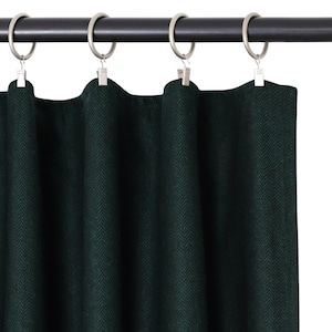 Herringbone Wool Curtains With Brass Snap Buttons, Custom Made Curtains ...