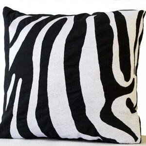 Embroidered Zebra Throw Pillow Cover - Etsy