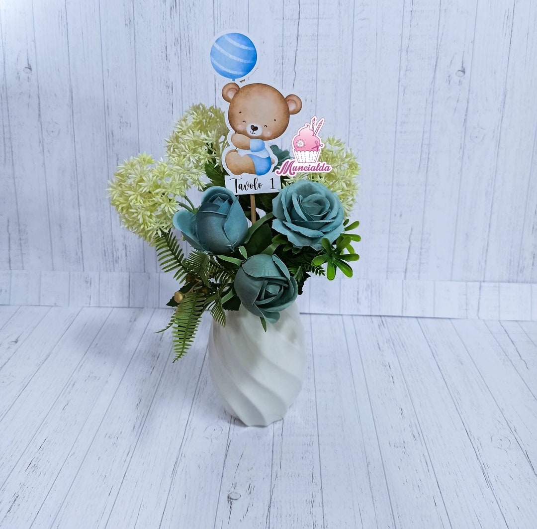 Teddy Bear Centerpiece Sticks With Balloons, Table Marker Sticks ...