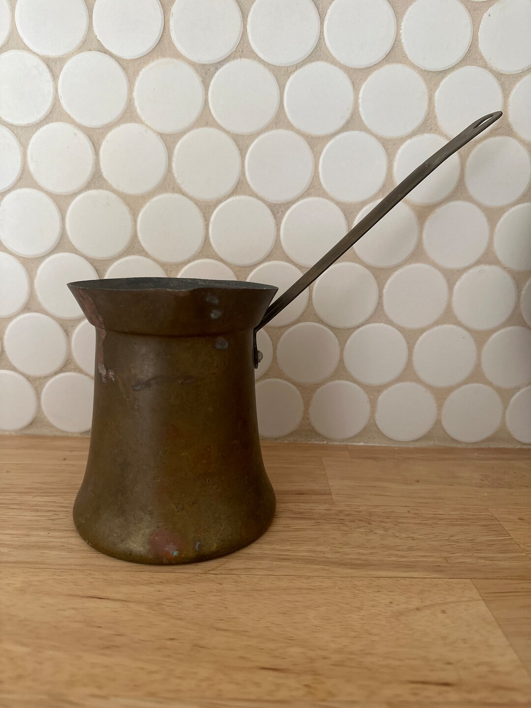 Antique Middle Eastern Brass Coffee Pot - Traditional Turkish Lebanese ...