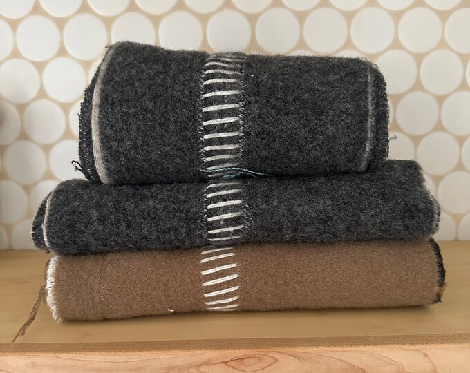 Neutral Wool Pendleton Fabric Remnants, Wool Fabric Scrap Pack, Wool ...