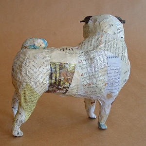 Pug #1, Unique Whimsical Paper Mache Dog Sculpture - Custom Pieces ...