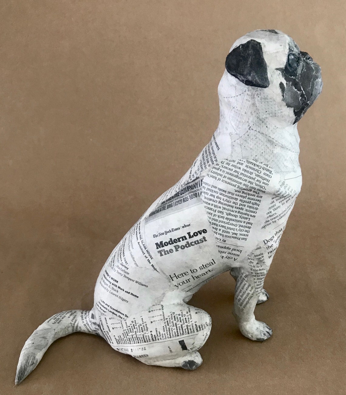 Pug #3, Unique Whimsical Paper Mache Dog Sculpture - Etsy