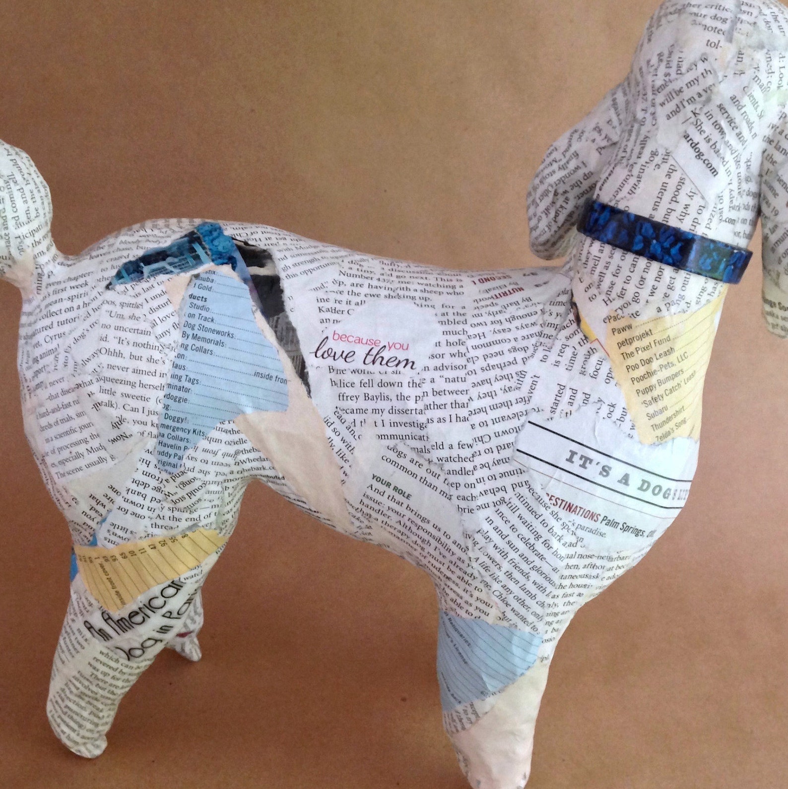 French Poodle, Unique, One-of-a-kind, Whimsical Paper Mache Dog ...