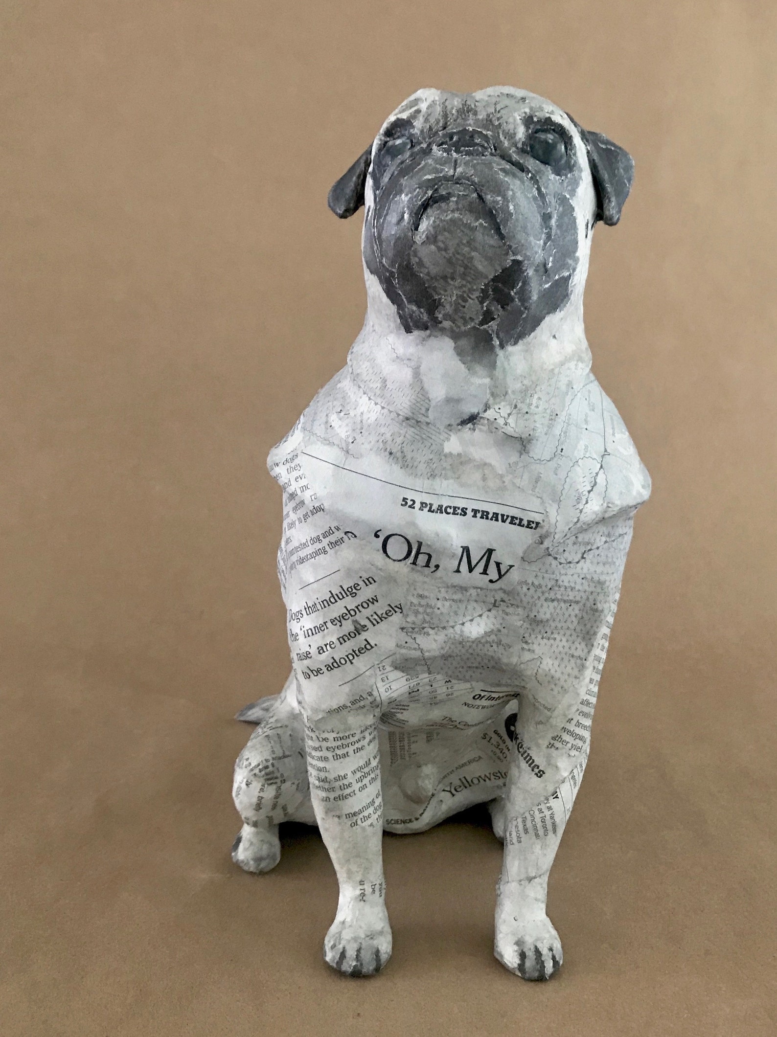 Pug #3, Unique Whimsical Paper Mache Dog Sculpture - Etsy