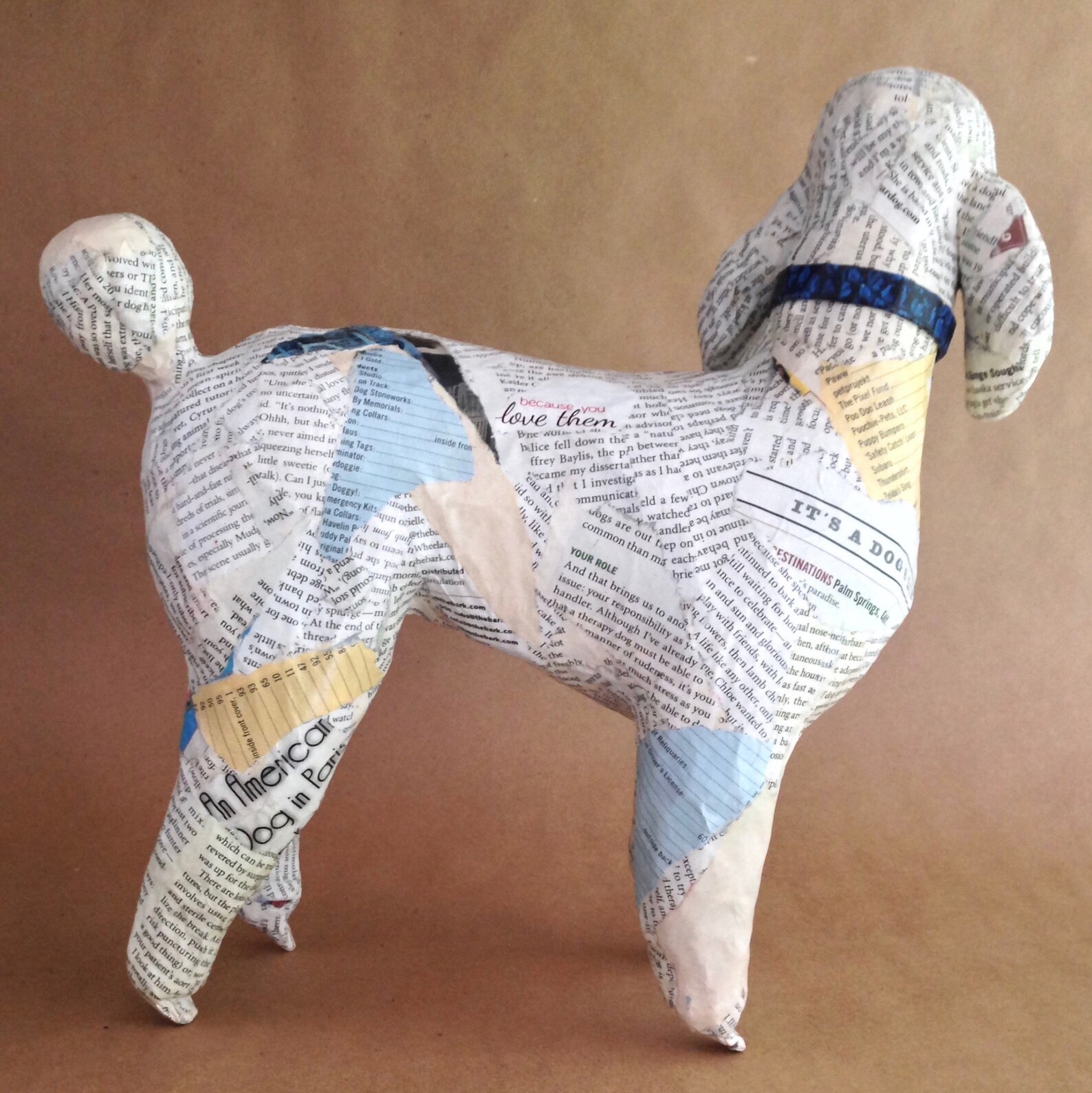 French Poodle, Unique, One-of-a-kind, Whimsical Paper Mache Dog ...