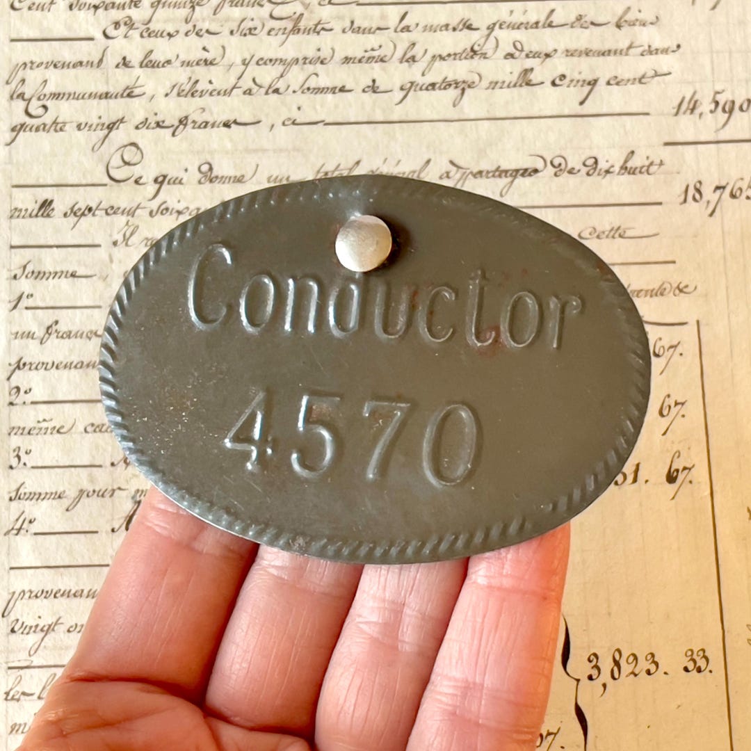 Antique/vintage Metal Plaque/badge 'conductor 4570' - Railway/transport ...
