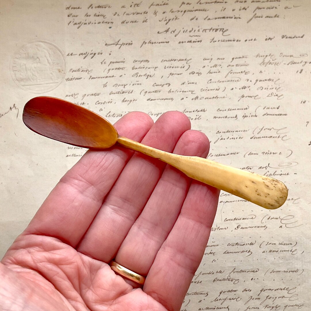Antique Bone Spoon - Hand-carved Bovine Bone - Medicine Spoon/condiment ...