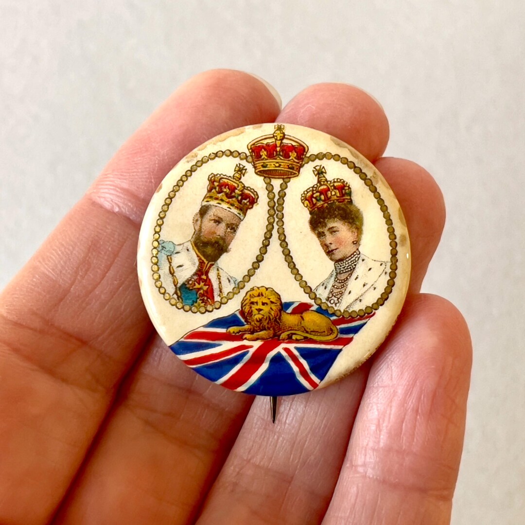 Antique/vintage King George V & Queen Mary Coronation Pin/badge - 1910 ...