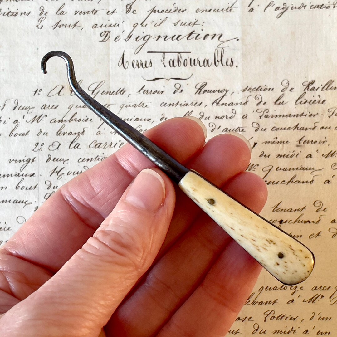 Antique/vintage Button Hook - Bone & Metal - Victorian/edwardian. - Etsy
