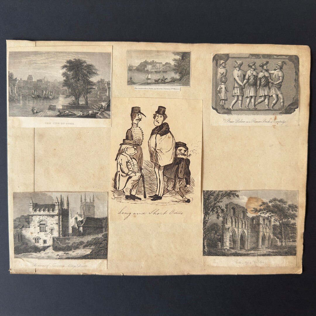 Antique Regency Era Pen & Ink Drawing/caricature Scrap Book Page Circa ...