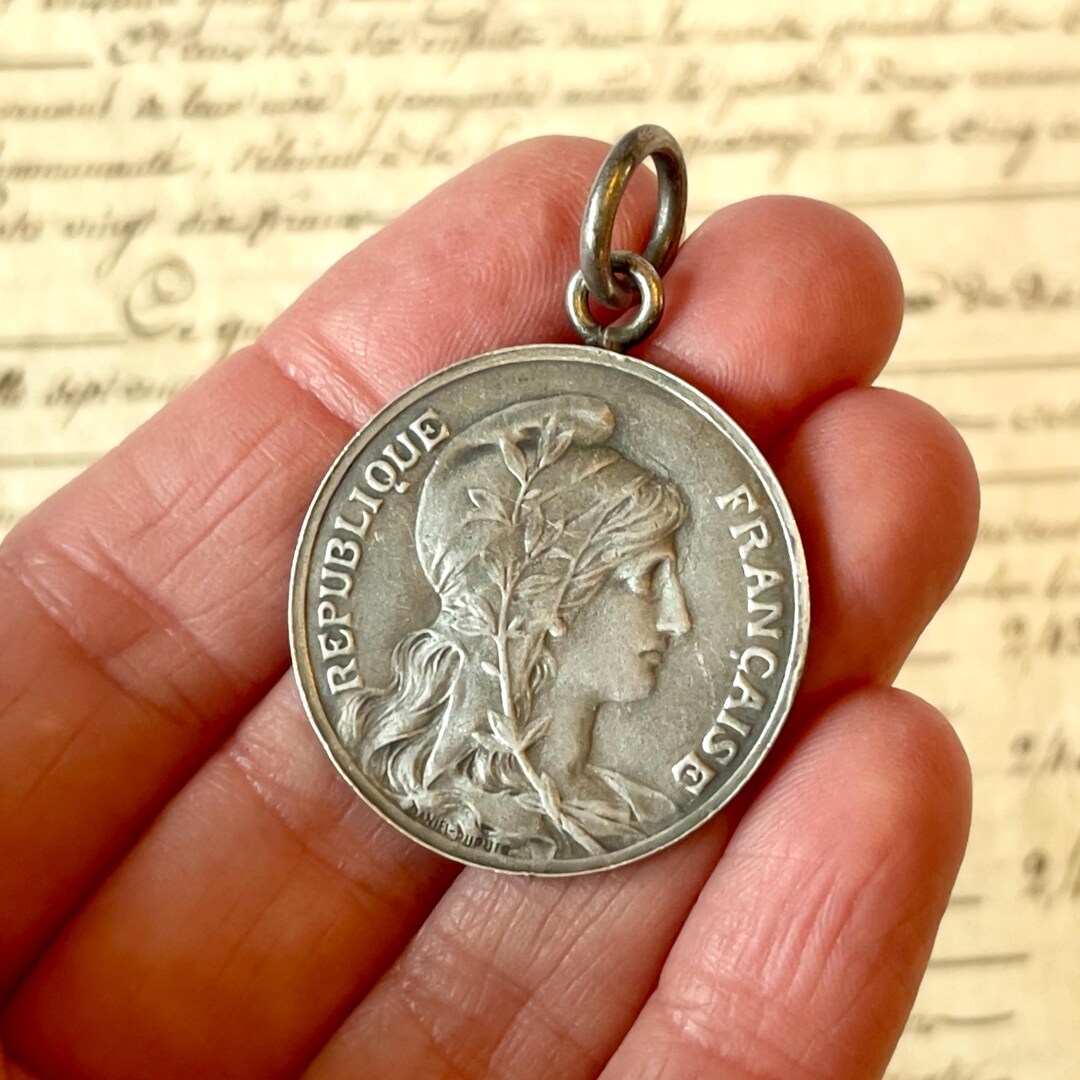 Antique French 1898 10 Centimes Coin Fob/pendant - Silver-plated Bronze ...