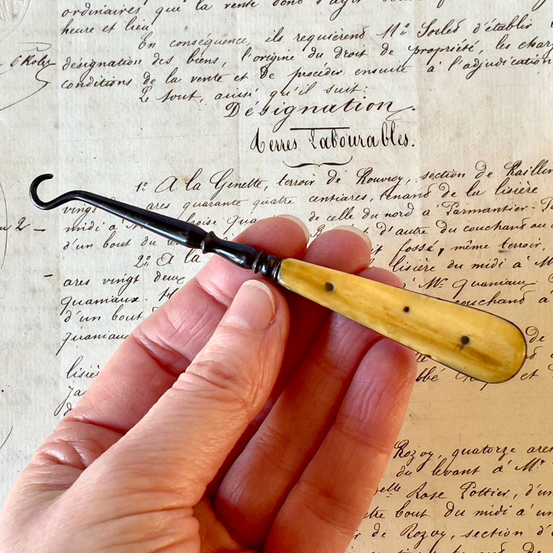 Antique/vintage Button Hook - Bone & Metal - Georgian/victorian 1800's ...