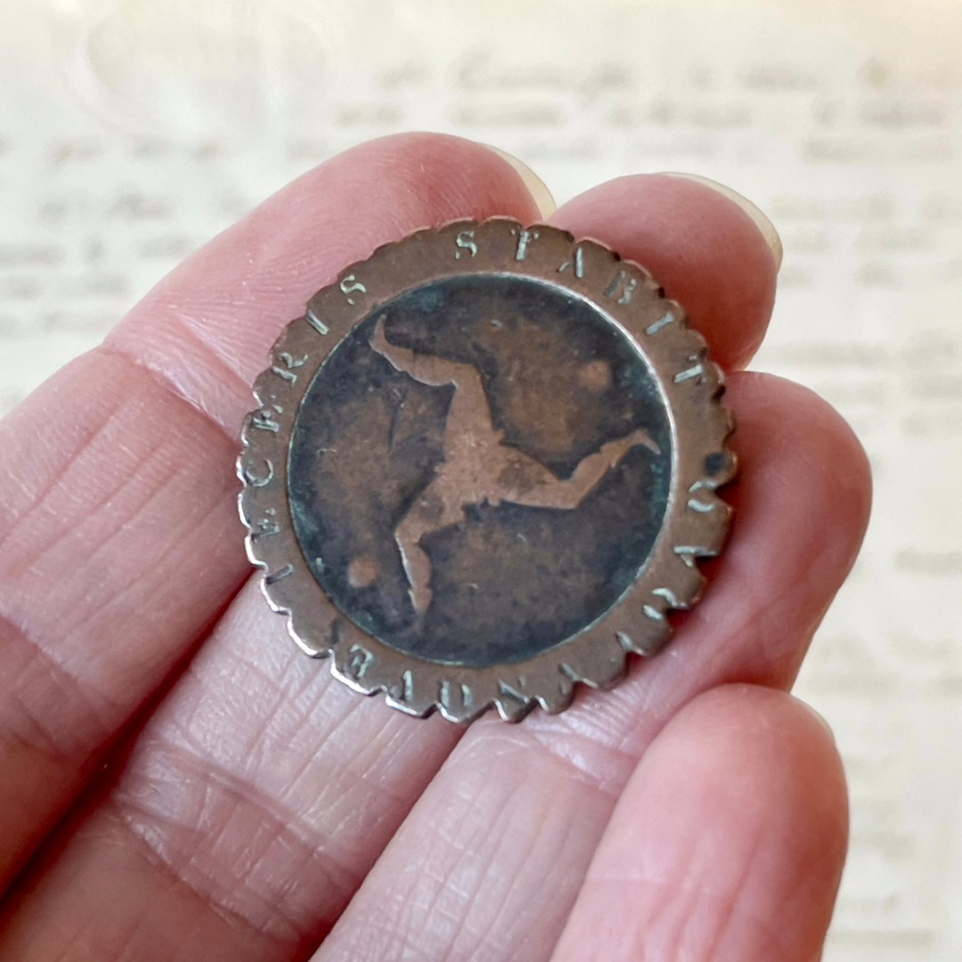 Antique Altered Coin 1813 Isle of Man Copper Cartwheel Halfpenny Coin ...