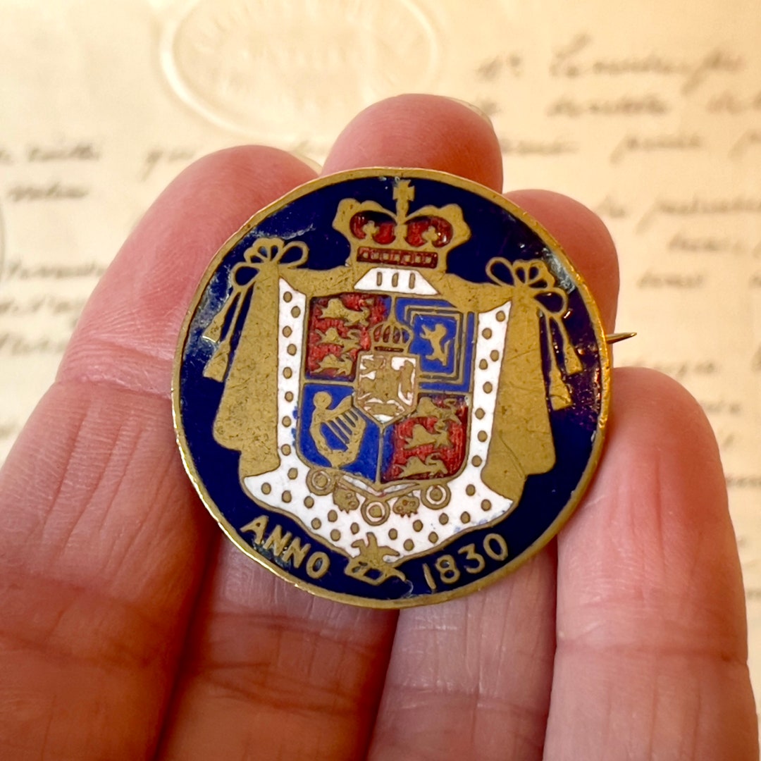 Antique Enamel Pin/pinback Coin Brooch/pin Victorian 1800's. - Etsy