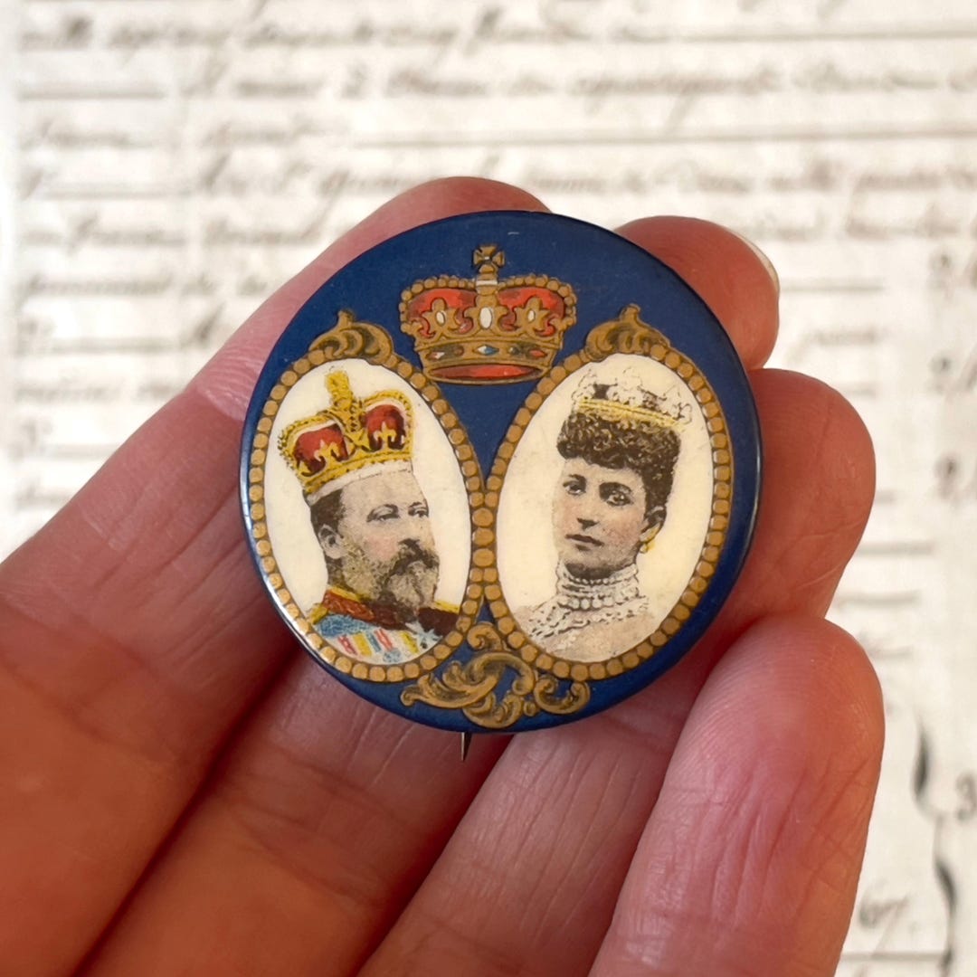 Antique King Edward VII Coronation Celluloid Badge/lapel Pin/pin Back ...