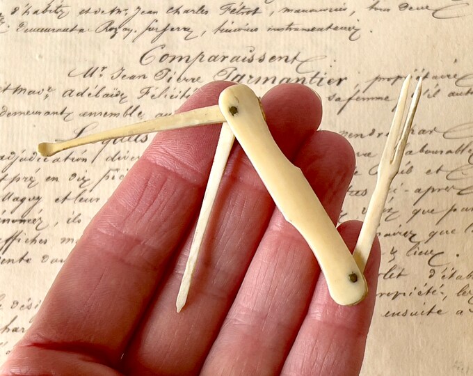 Rare Antique Bone Multi-tool - Ear Scoop/toothpick/fork - Hand-carved ...