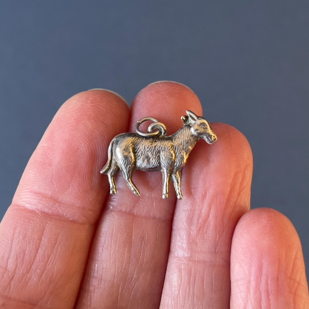 Antique/vintage Donkey Charm/pendant White Metal/silver Puff Charm ...