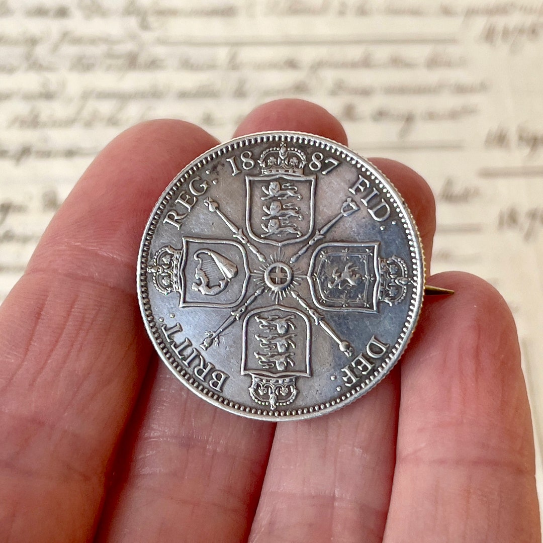 Antique Queen Victoria Silver 1887 Florin Coin Brooch/pin - 1887 Golden ...
