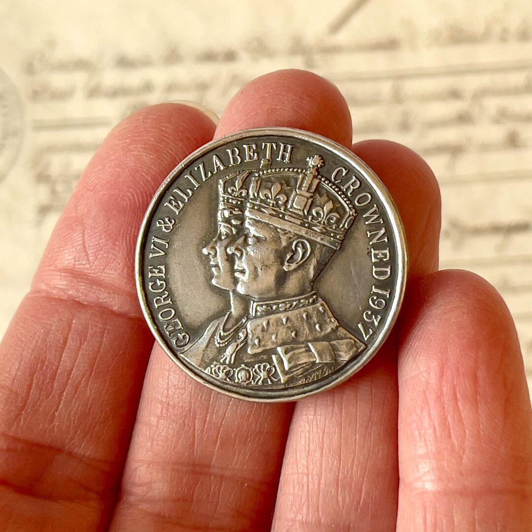 Vintage Silver King George VI & Queen Elizabeth 1937 Coronation Pin ...
