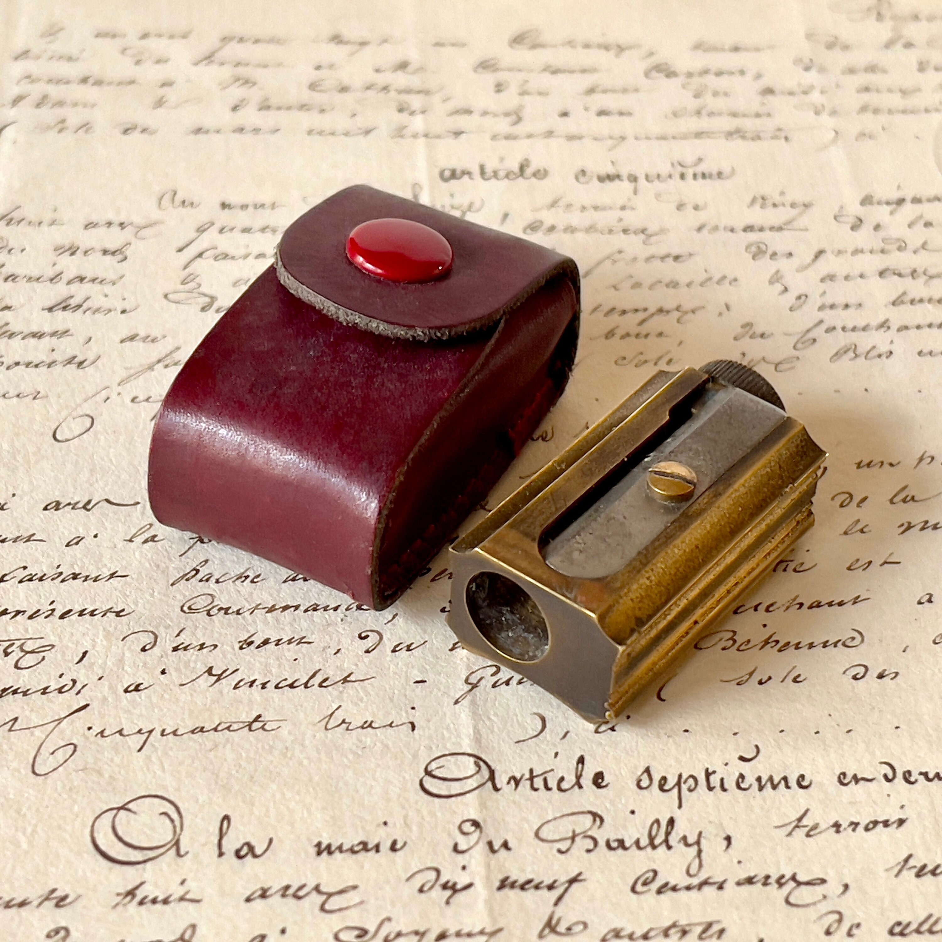 Vintage Dux German Pencil Sharpener With Original Leather Case Solid Brass Circa 1950 s 1960 s. Etsy