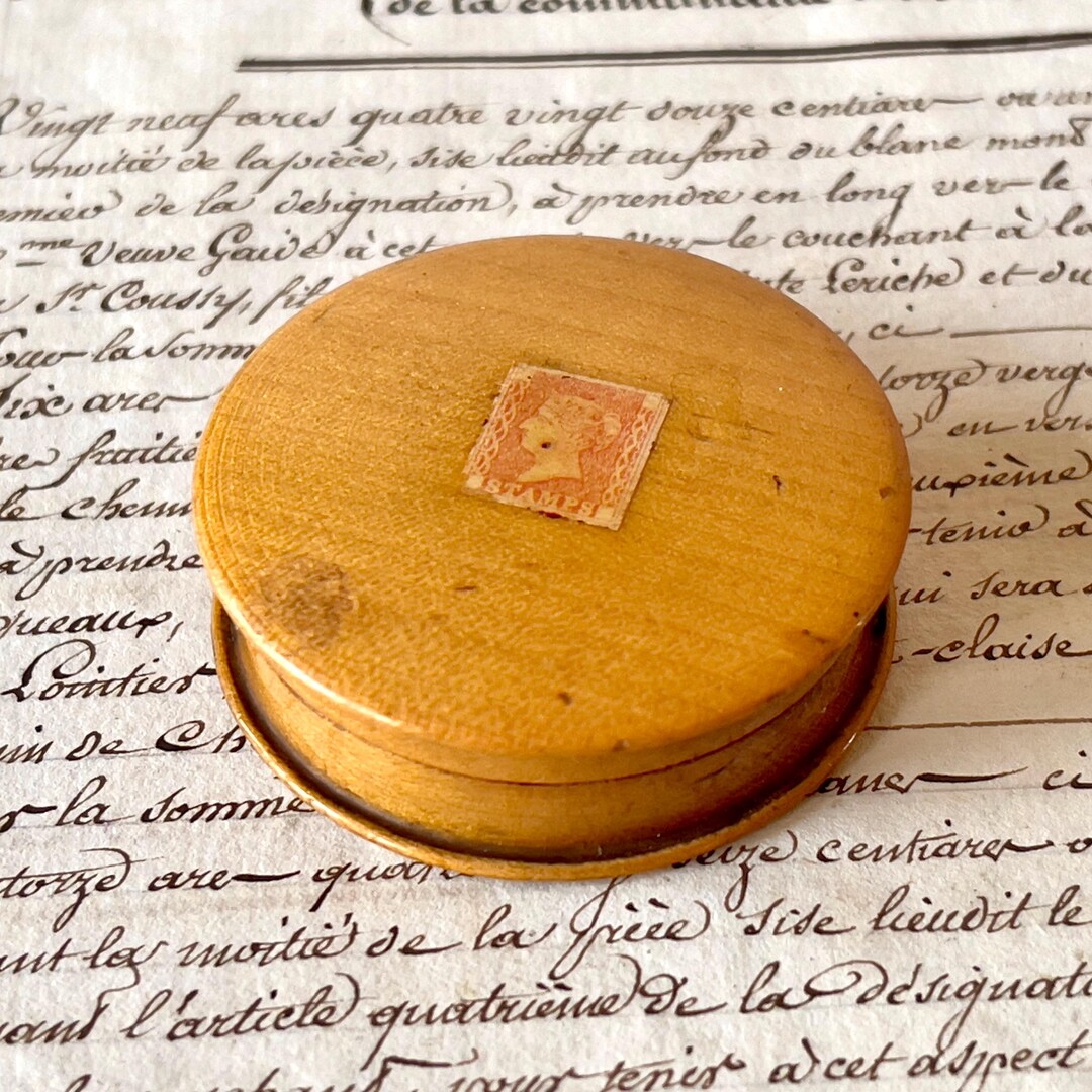 Antique Queen Victoria Stamp Box/seal Box - Mauchline Ware - "the ...