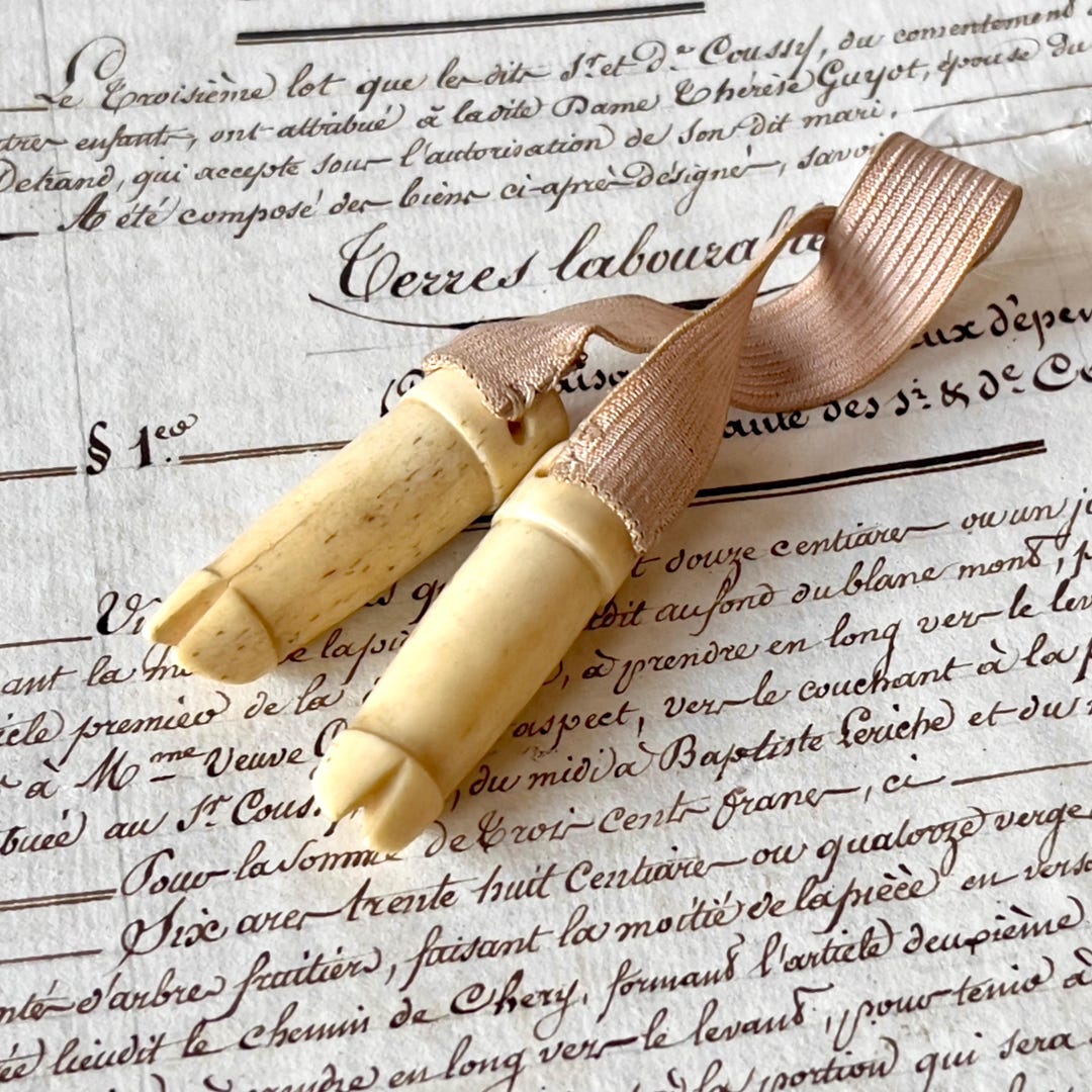 Antique/vintage Figurative Bone Knitting Needle Guards/needle ...