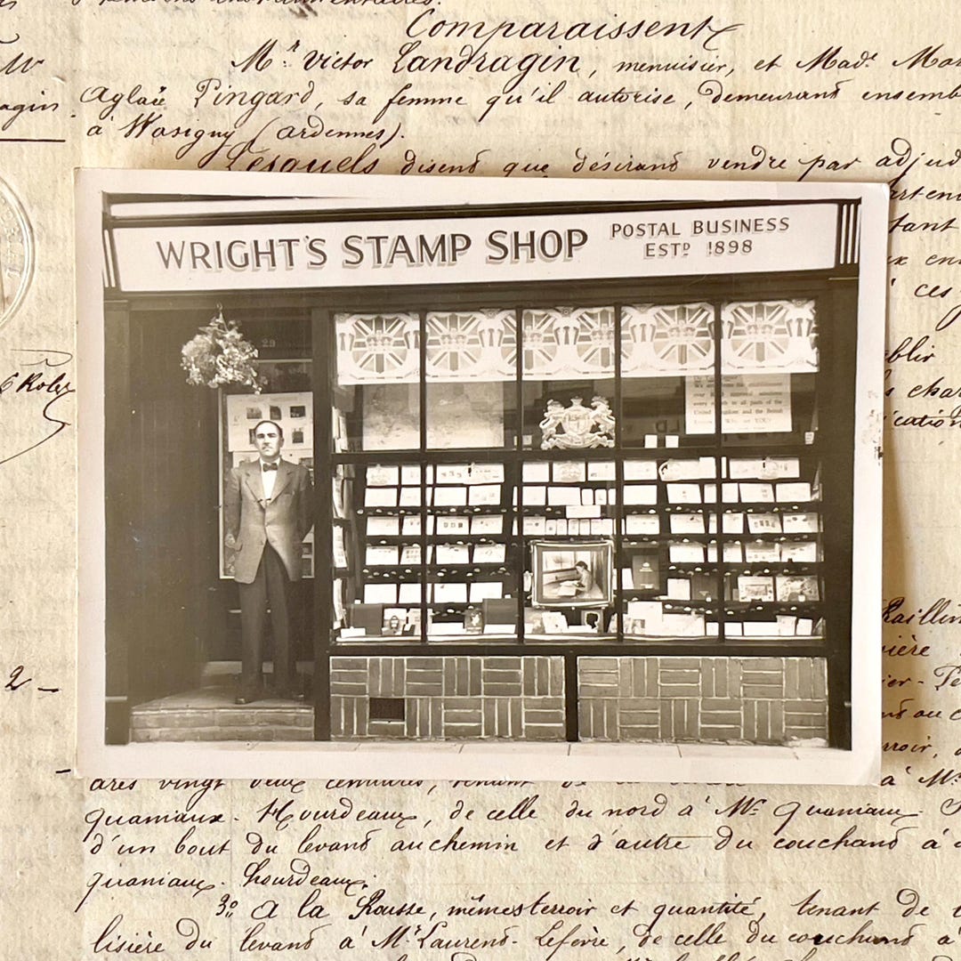 Vintage Original Philately/postage Stamp Shop Photograph - Black ...