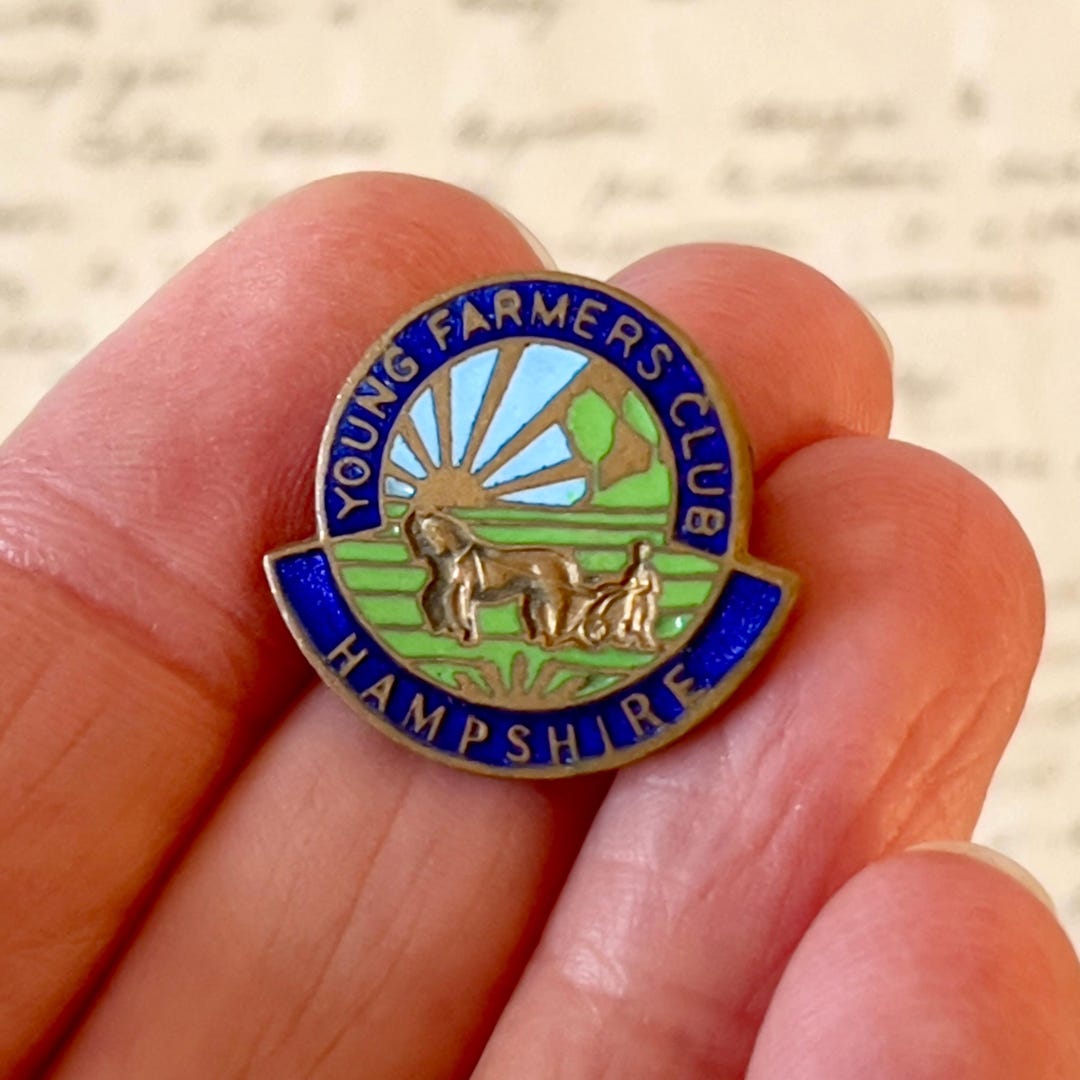 Vintage 'young Farmers Club Hampshire' Enamel Badge/pinback ...