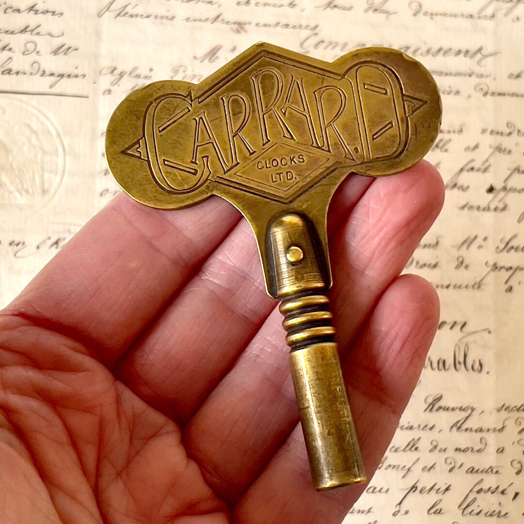 Antique/vintage Garrard Clock Winding Key/winding Key - Engraved Brass ...