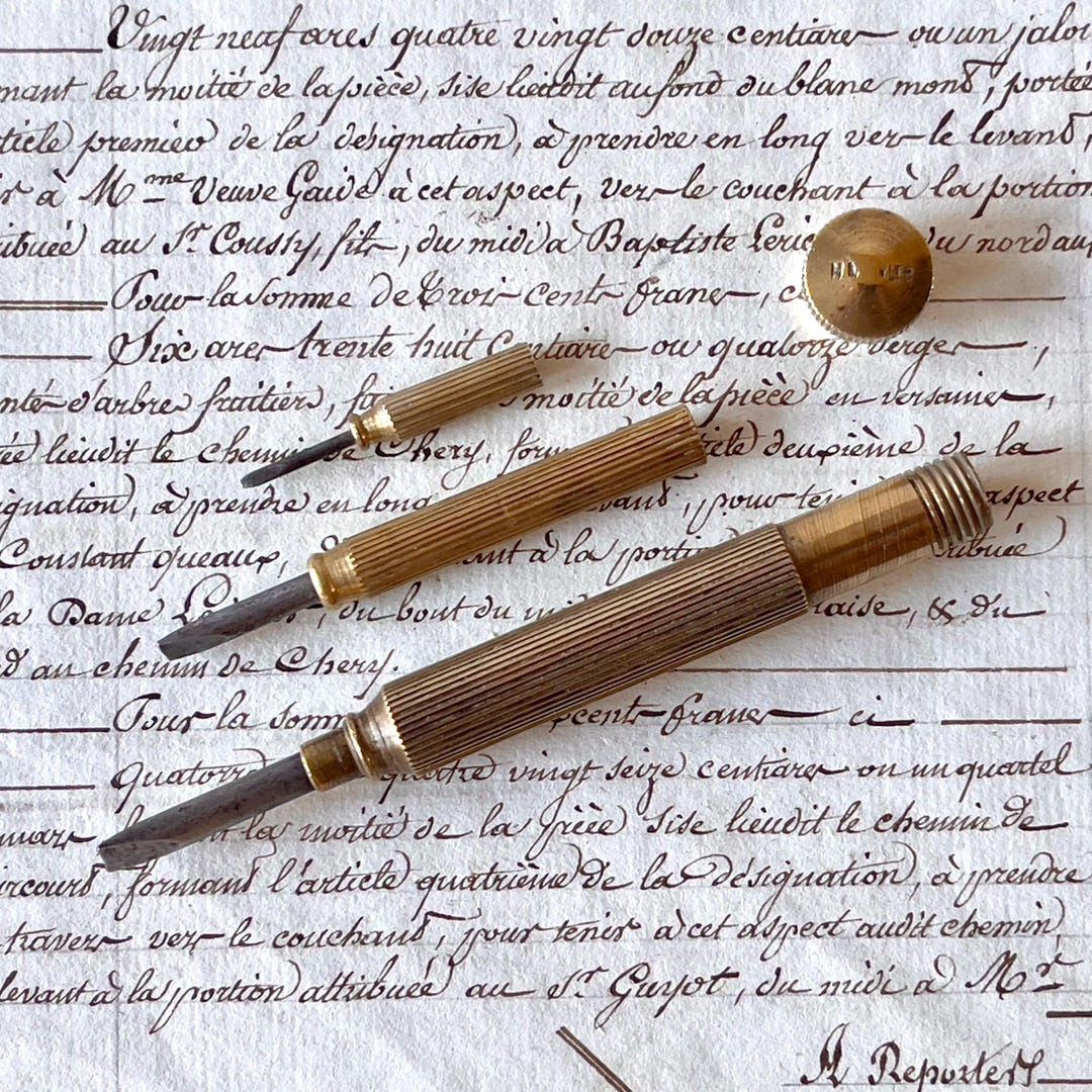 Vintage Nesting Screwdriver Set Mini Screwdrivers Brass & Steel Tool ...