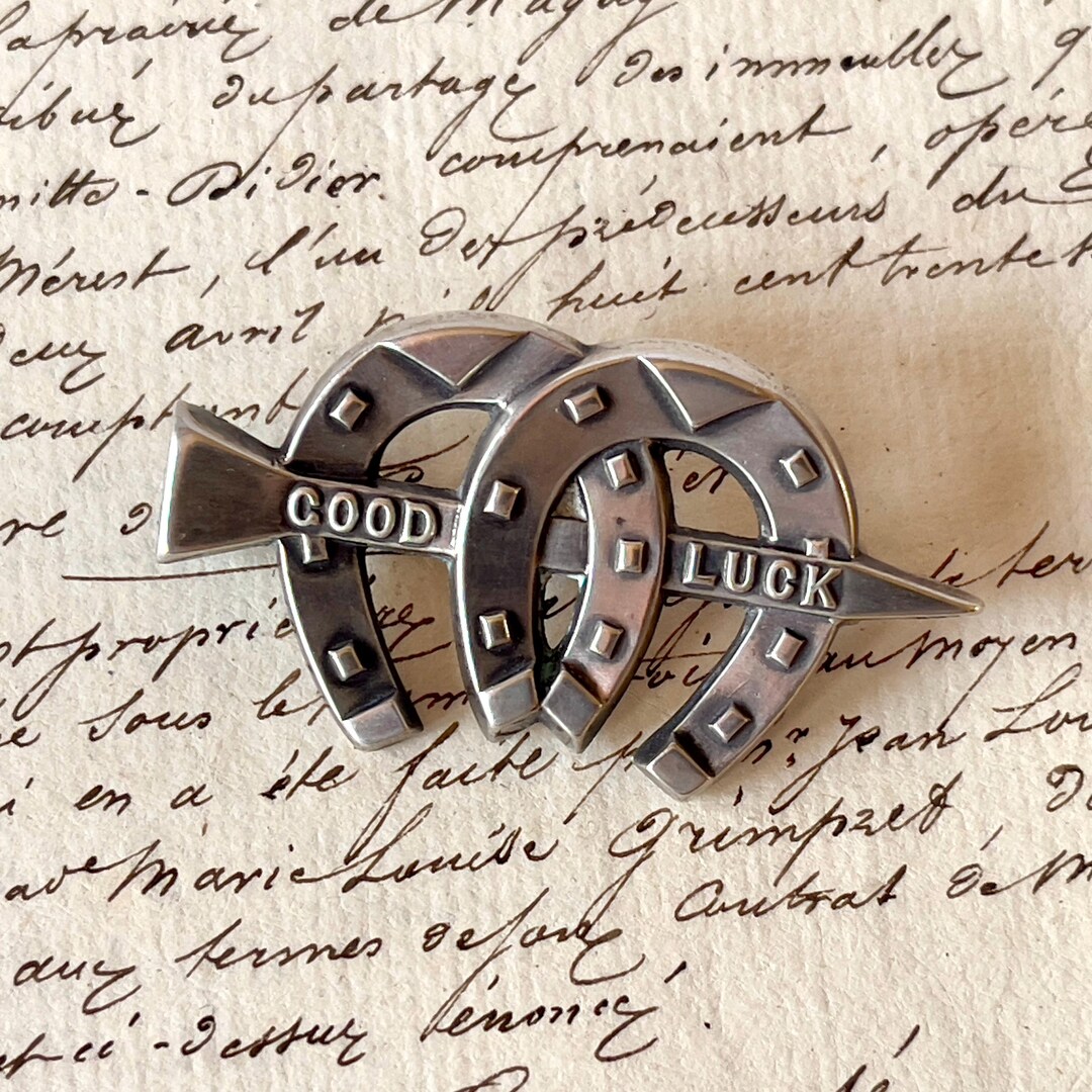 Antique/vintage Silver Good Luck Brooch/pin - Co-joined Horseshoes ...
