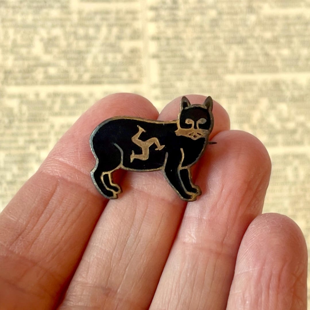 Vintage Isle of Man Lucky Manx Black Cat Badge/pin - Triskelion ...