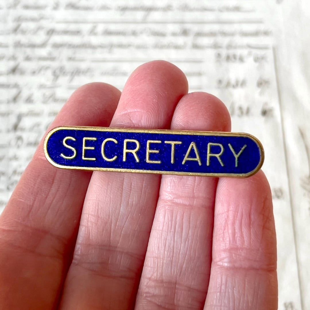 Vintage Enamel 'secretary' Badge/pin/pinback - Blue Enamel. - Etsy