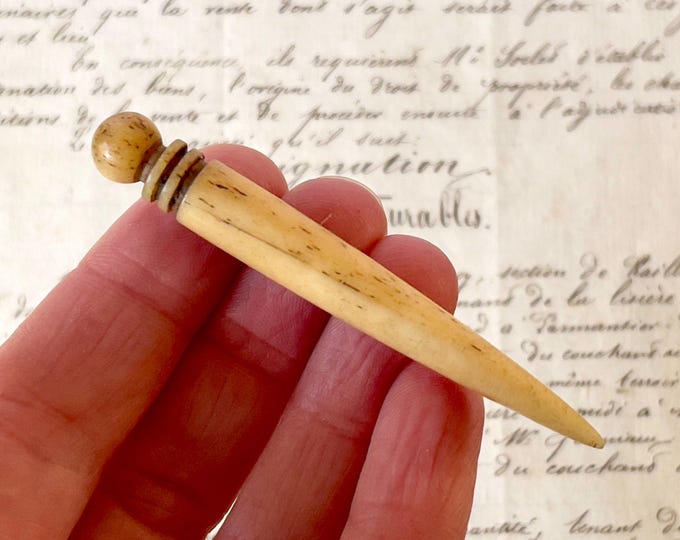 Antique/vintage Bone Bodkin/stiletto/needlework Tool - Hand-turned Ox ...