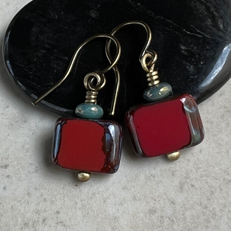 Red Dangle Earrings - Etsy