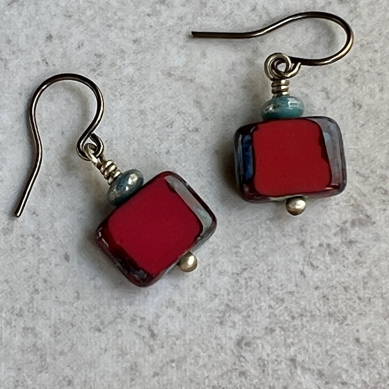 Red Glass Earrings - Etsy