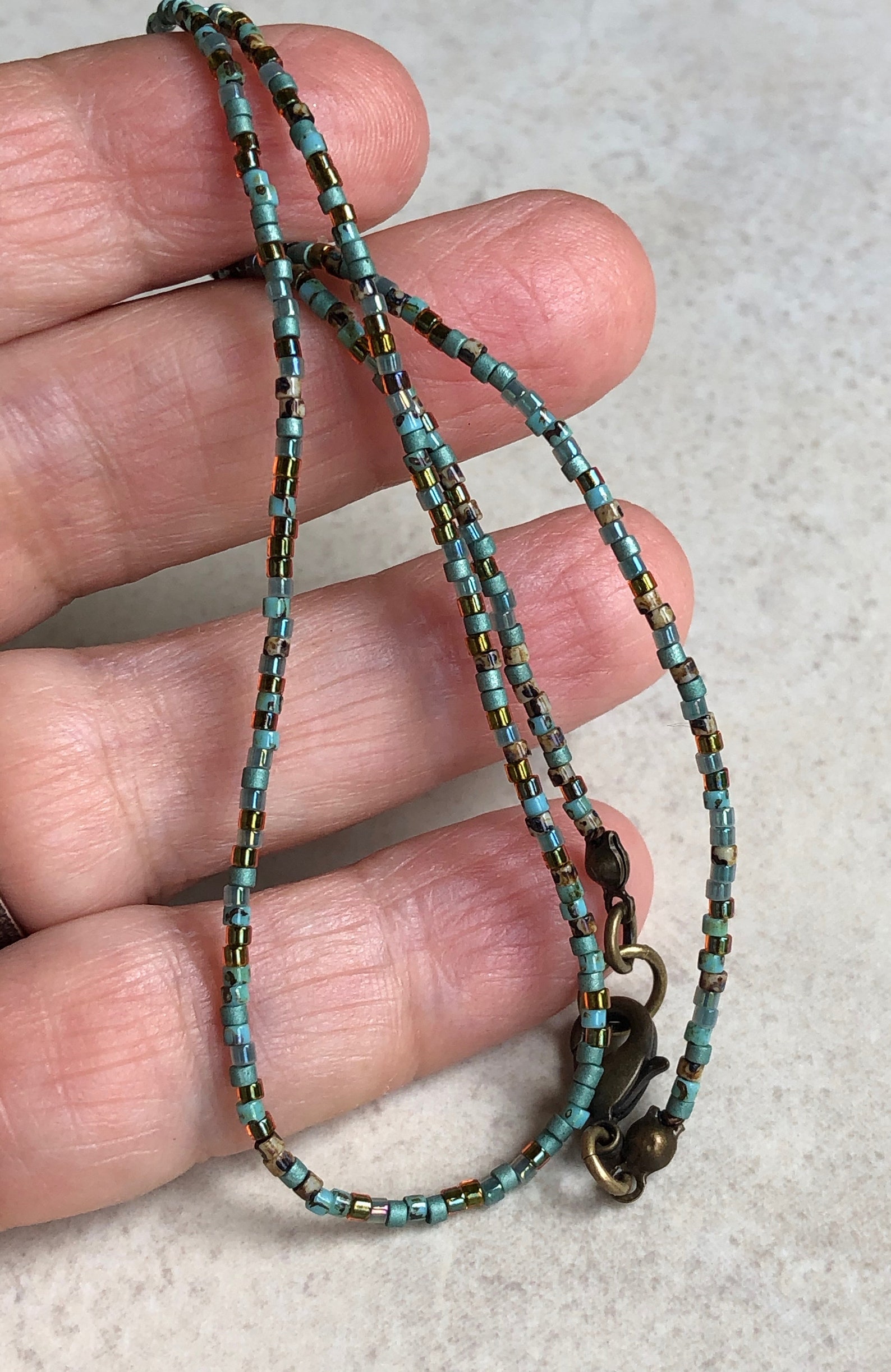 Tiny Bead Necklace Delicate Boho Layering Necklace Turquoise - Etsy