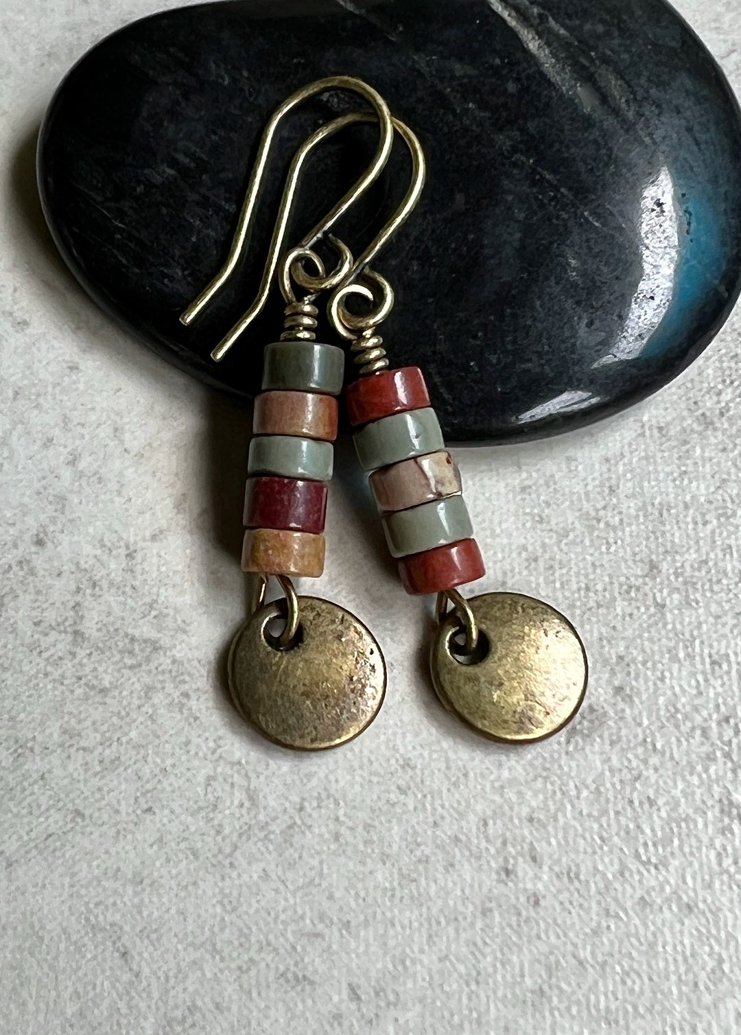 Red Creek Jasper Earrings Small Dangle Boho Earrings Etsy