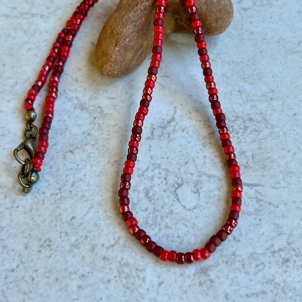 Red Bead Necklace - Etsy