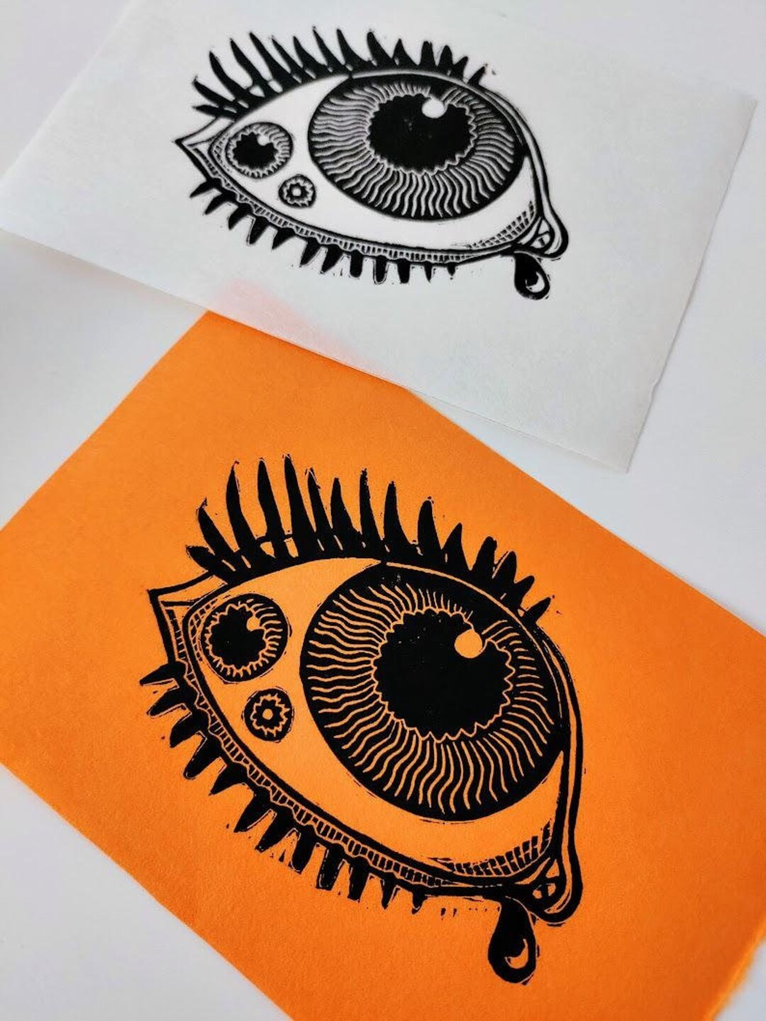 Linocut Simple eye Print - Etsy