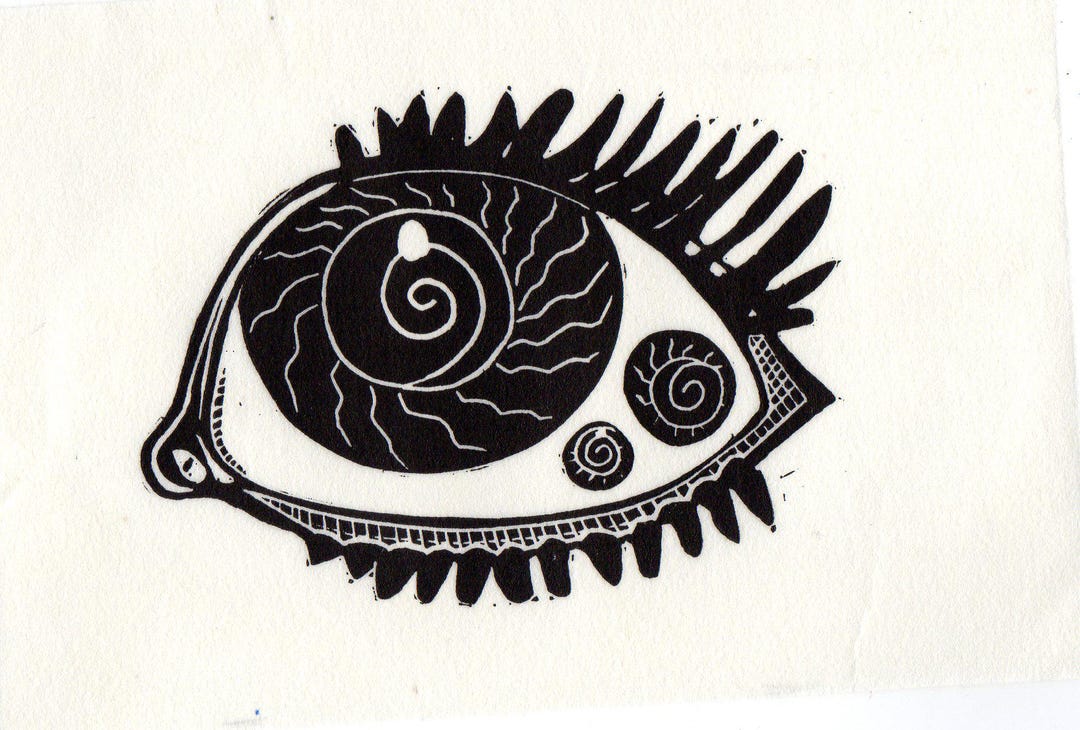 Spiral Eye Linocut - Etsy