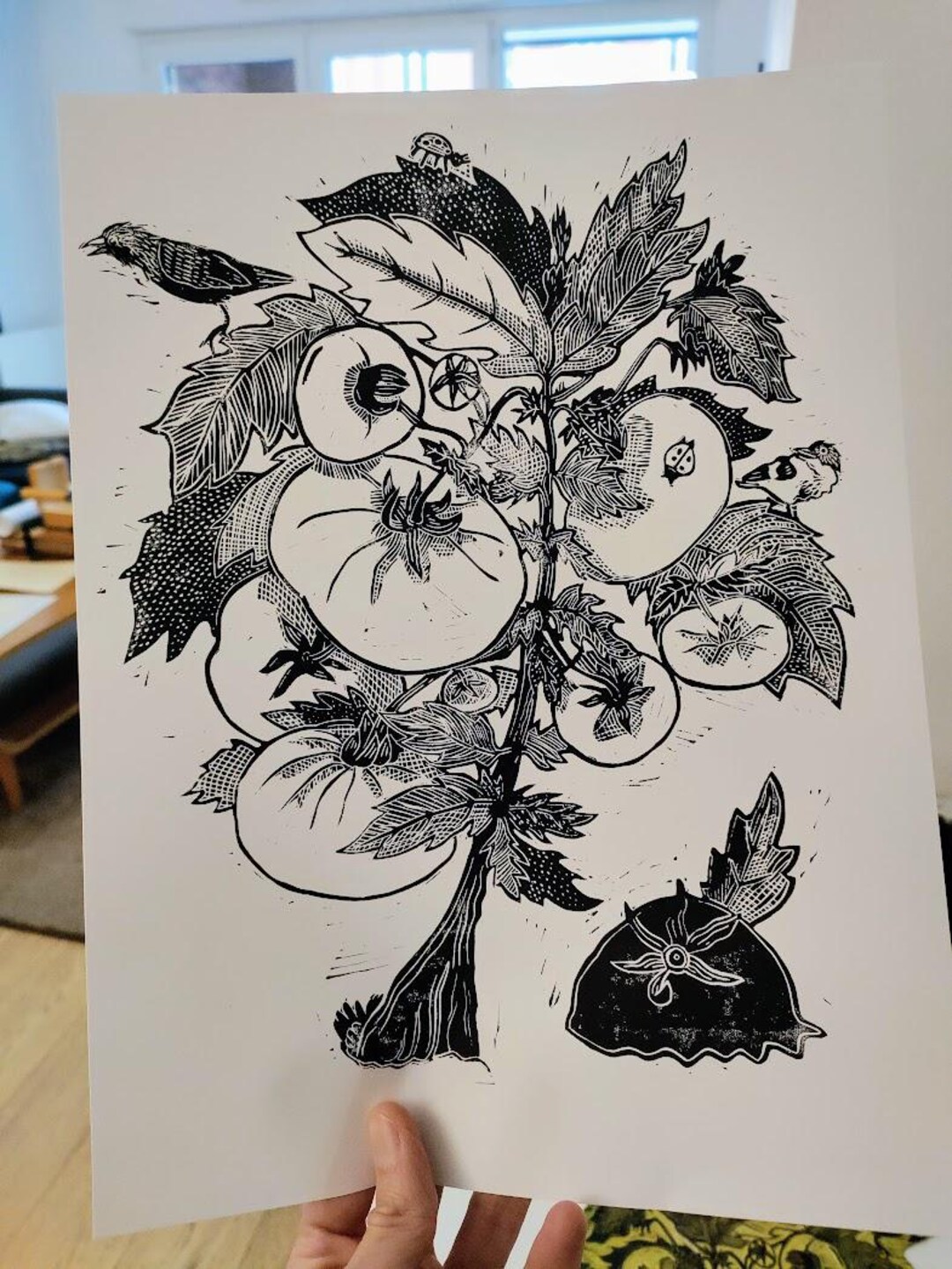 A4 Tomato Plant Linocut - Etsy