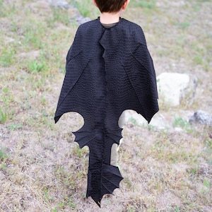 Black Dragon Costume With Wings, Kids Party Dragon Costume, Black Scaly ...
