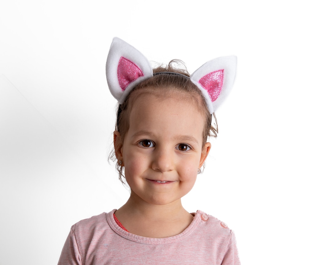 Halloween Cat Ears / Cute Kitty Headband With Shiny Pink / Cat Cosplay ...