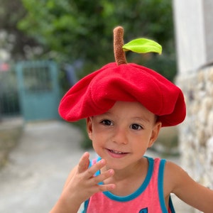 Red Apple Hat, Halloween Beret, Red Costume or Photography Prop, Apple ...