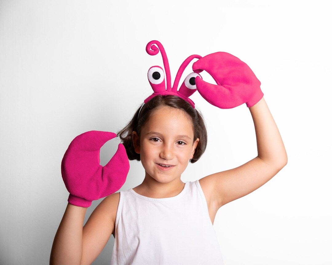 Pink Crab Costume, Eyes Headband and Crab Claws, Children's or Adult's ...