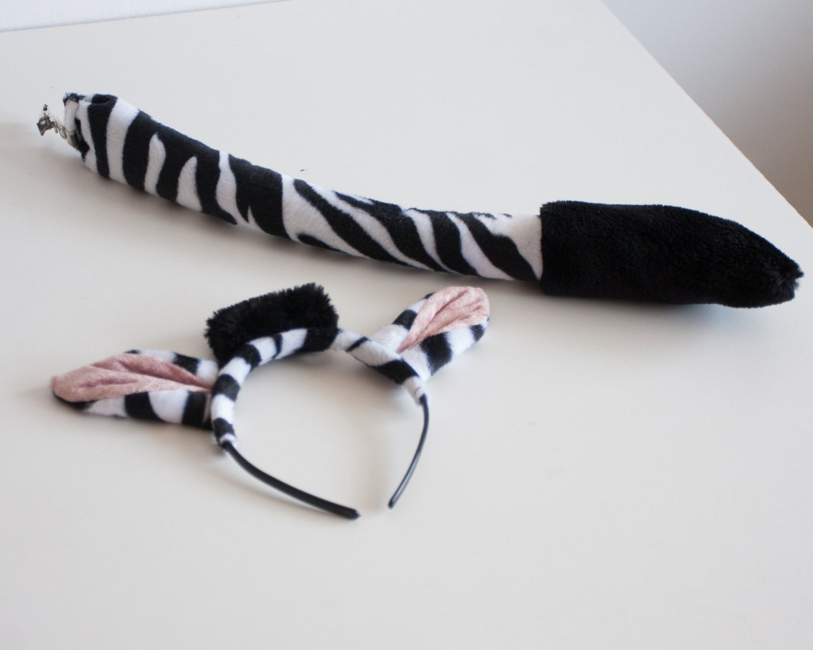 Zebra Ears Headband and Zebra Tail Set Soft Animal Tail - Etsy
