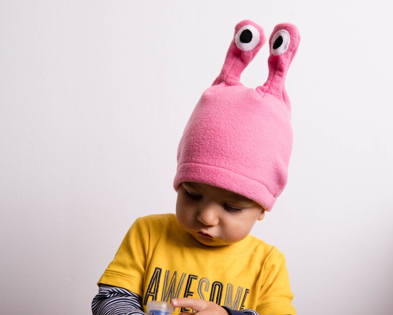 Pink Polar Fleece Hat, Pink Snail Hat, Alien Hat, Halloween Costume ...